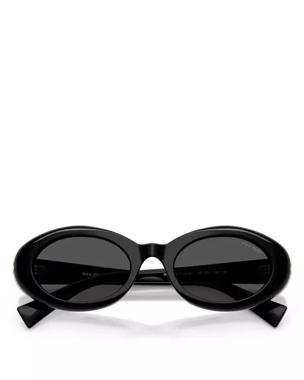Miu Miu Oval Sunglasses, 52mm - Black