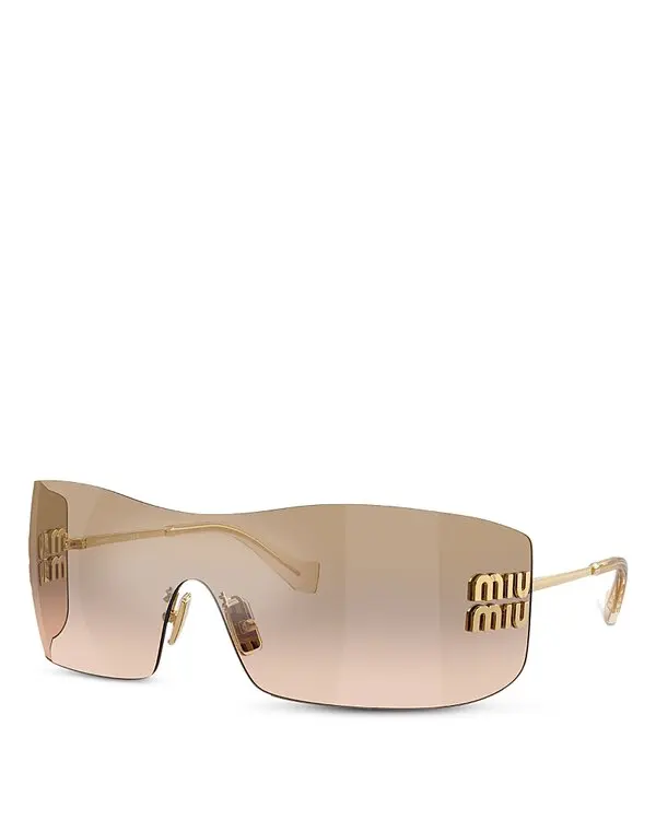 Miu Miu Rectangular Shield Sunglasses, 144mm - Gold