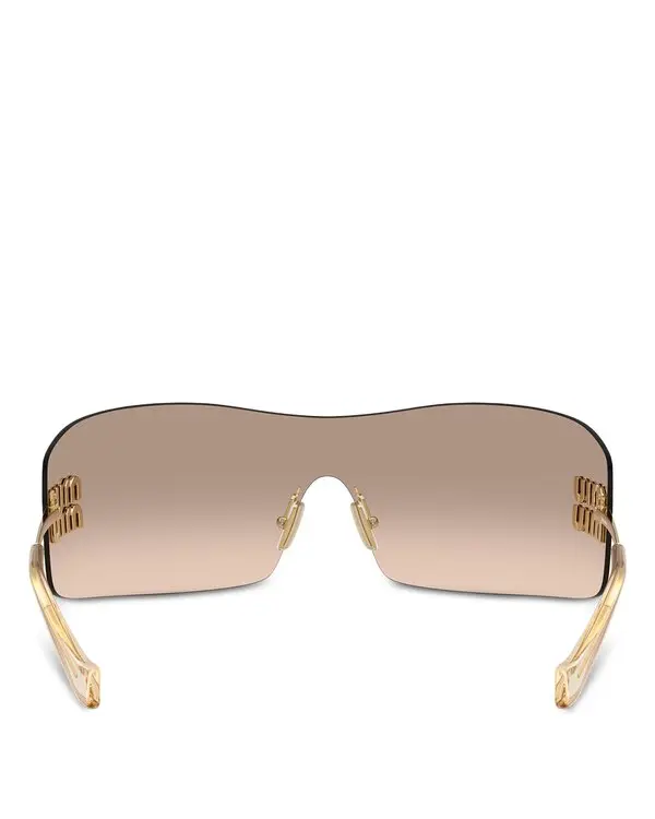 Miu Miu Rectangular Shield Sunglasses, 144mm - Gold