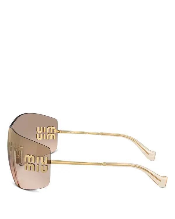 Miu Miu Rectangular Shield Sunglasses, 144mm - Gold