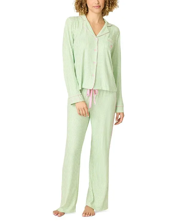 PJ Salvage Playful Print Long Pajama Set - Kiwi