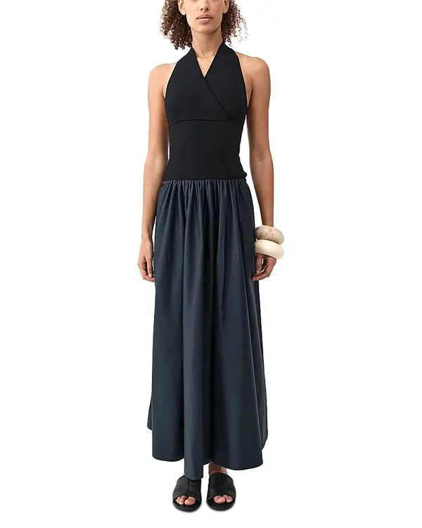 ST. AGNI Knit Backless Halter Dress - Black