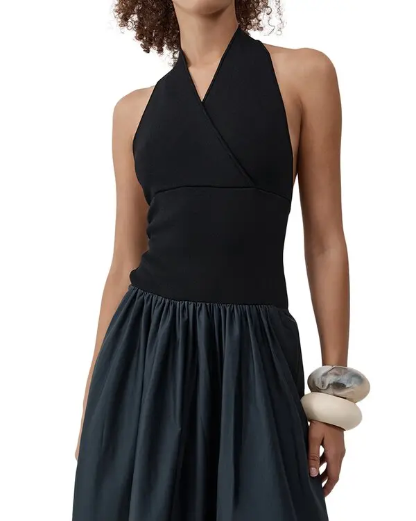 ST. AGNI Knit Backless Halter Dress - Black