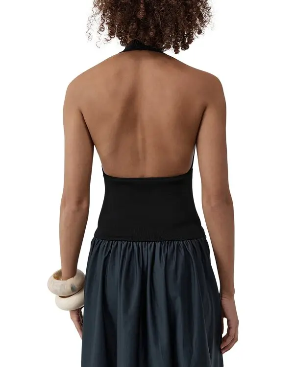 ST. AGNI Knit Backless Halter Dress - Black