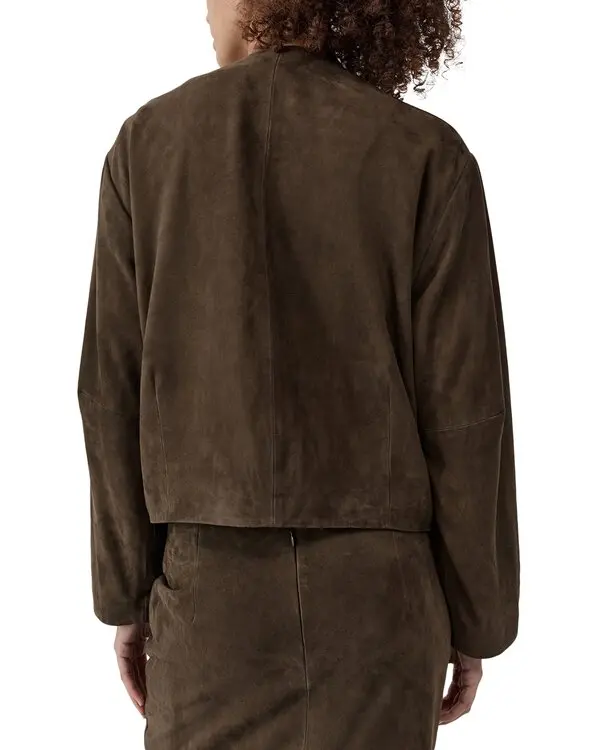 ST. AGNI Suede Utility Cocoon Jacket - Khaki