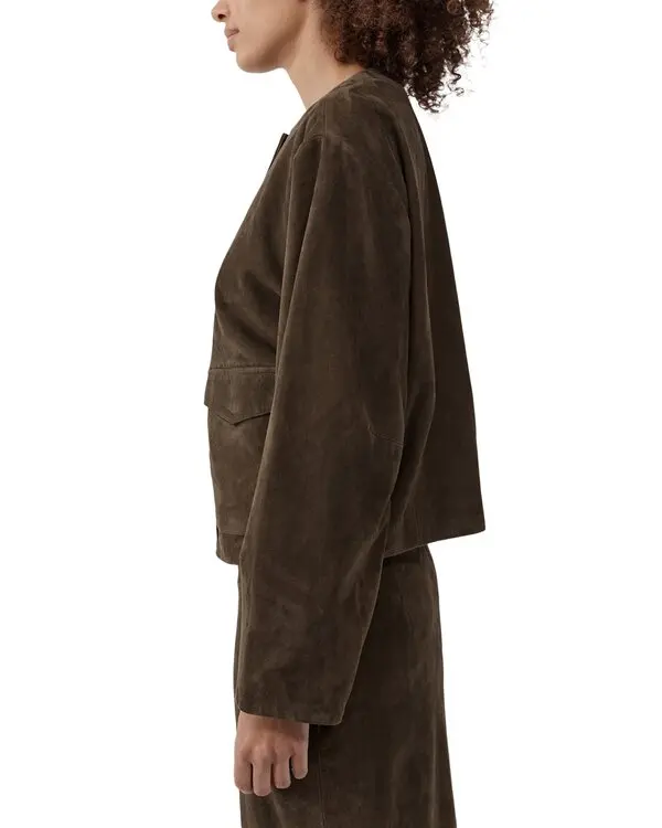 ST. AGNI Suede Utility Cocoon Jacket - Khaki