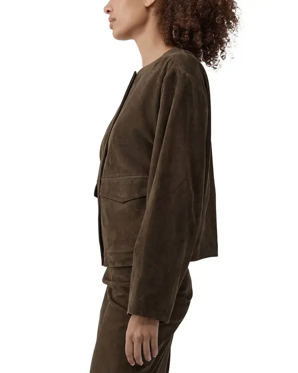 ST. AGNI Suede Utility Cocoon Jacket - Khaki