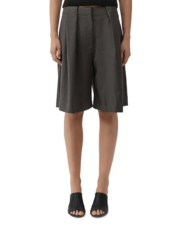 ST. AGNI Wool Pleat Loop Shorts