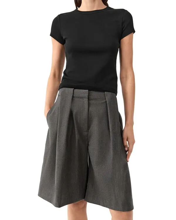 ST. AGNI Wool Pleat Loop Shorts