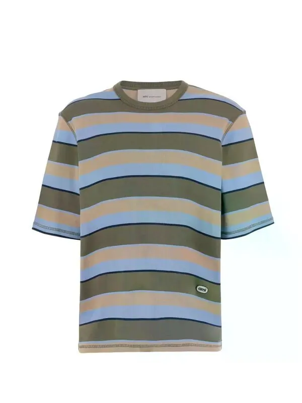 AMI Paris Striped Polo Shirt
