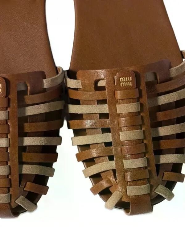 Miu Miu Nappa And Suede Leather Sandals - Brown