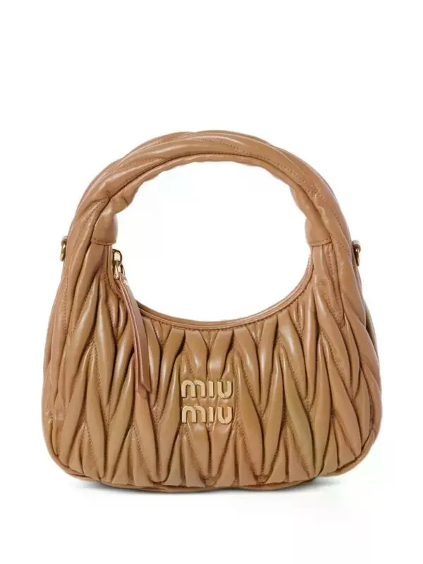 Miu Miu Wander Matelassé Nappa Leather Bag - Neutrals