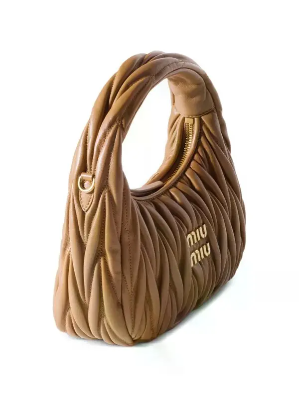 Miu Miu Wander Matelassé Nappa Leather Bag - Neutrals