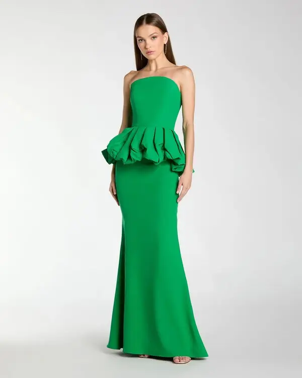Mac Duggal Strapless Peplum Trumpet Gown - Spring Green