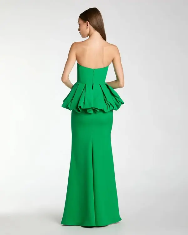 Mac Duggal Strapless Peplum Trumpet Gown - Spring Green