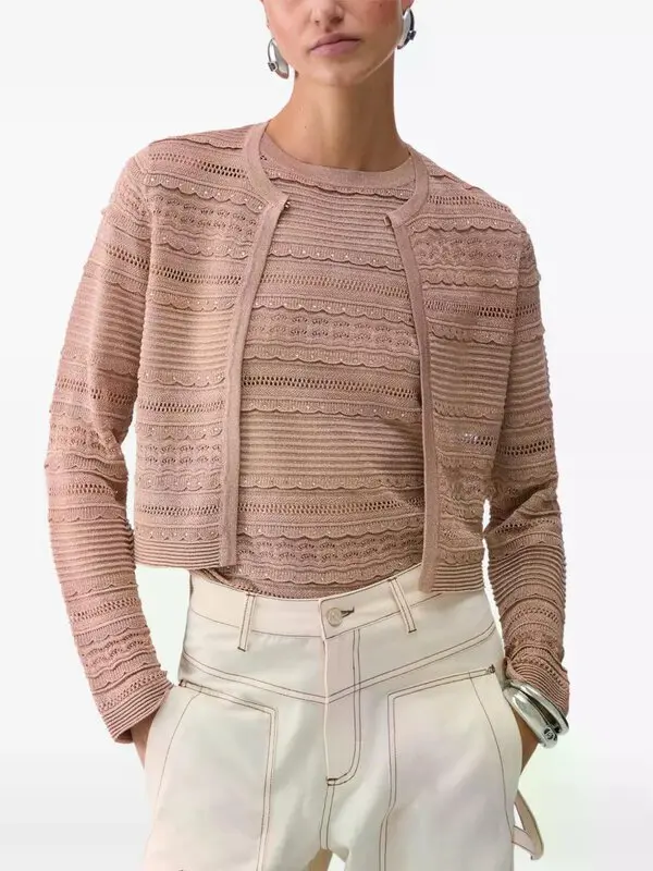 Liu Jo Openwork Knit Cardigan - Pink