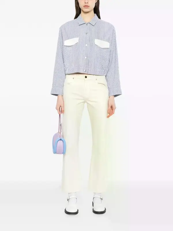 AGNES B. Striped Cropped Jacket