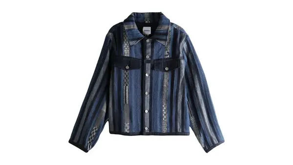ADER ERROR Collared Striped Pattern Button Jacket