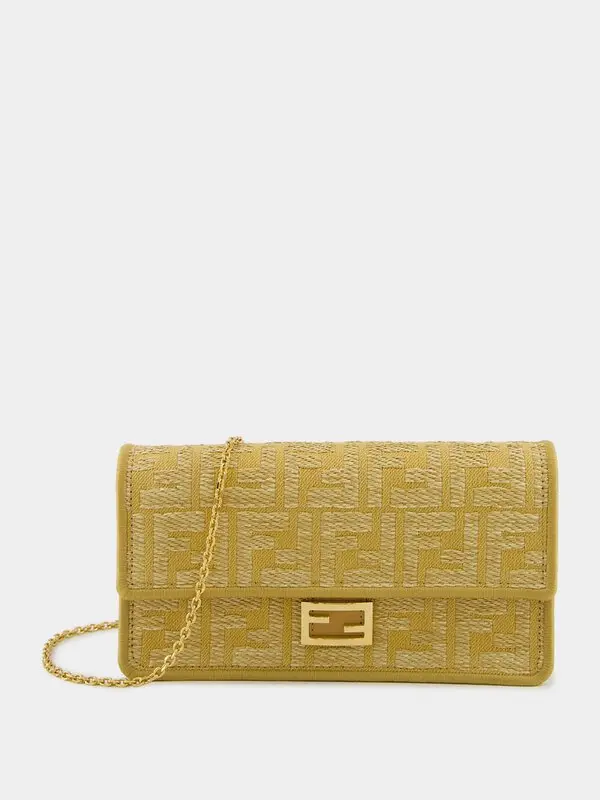 Fendi Jacquard Wallet On Chain Baguette - Beige