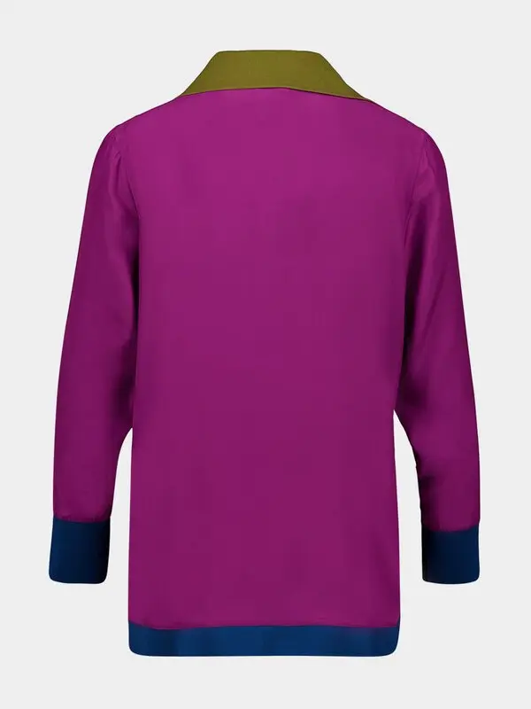 PAULA Silk V-neck Long-sleeve Top - Pink