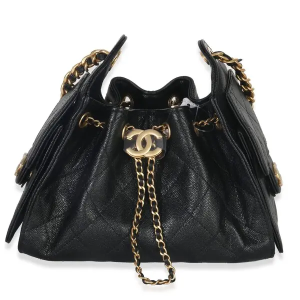 Chanel Quilted Caviar 25 Hobo - Black
