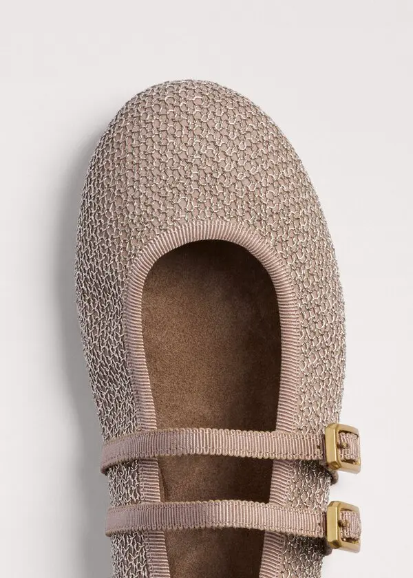 ME+EM Mesh Ballerina Flats - Gold