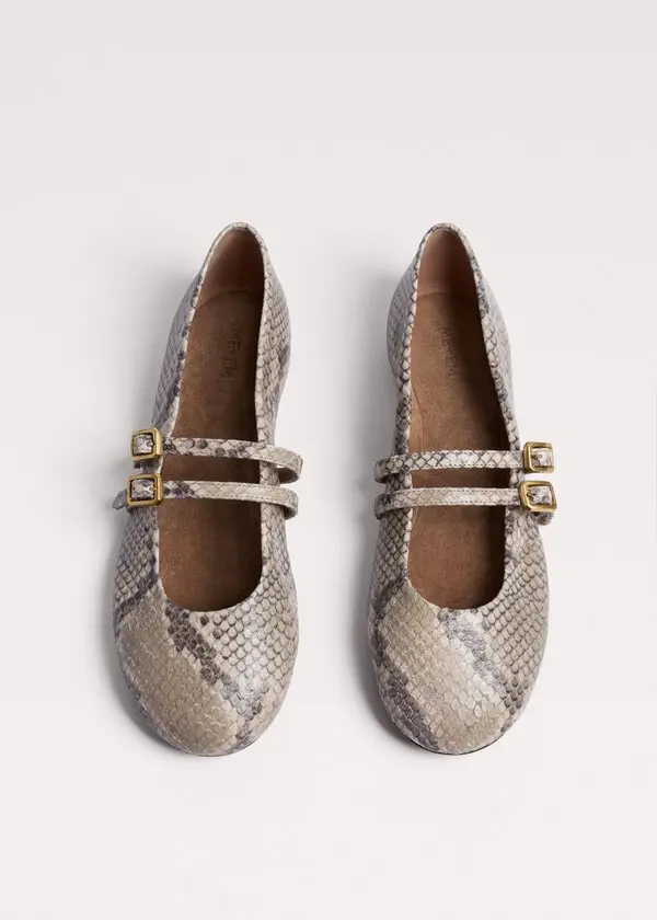 ME+EM Round Toe Ballerina Flats - White/grey