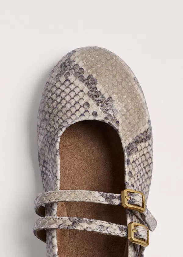 ME+EM Round Toe Ballerina Flats - White/grey