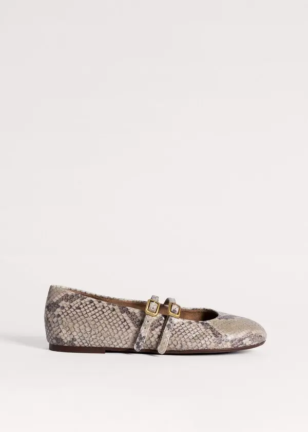 ME+EM Round Toe Ballerina Flats - White/grey