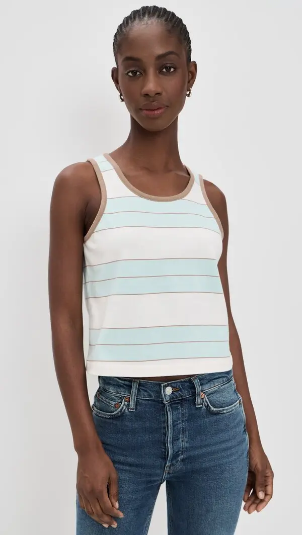RE/DONE Bama Tank Top Striped Crewneck Sleeveless Jersey