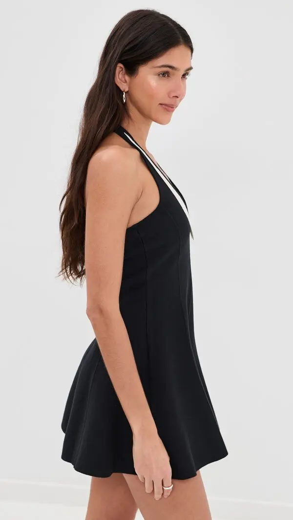Fleur Du Mal Sofia Collared Flare Dress - Black/Ivory | Editorialist