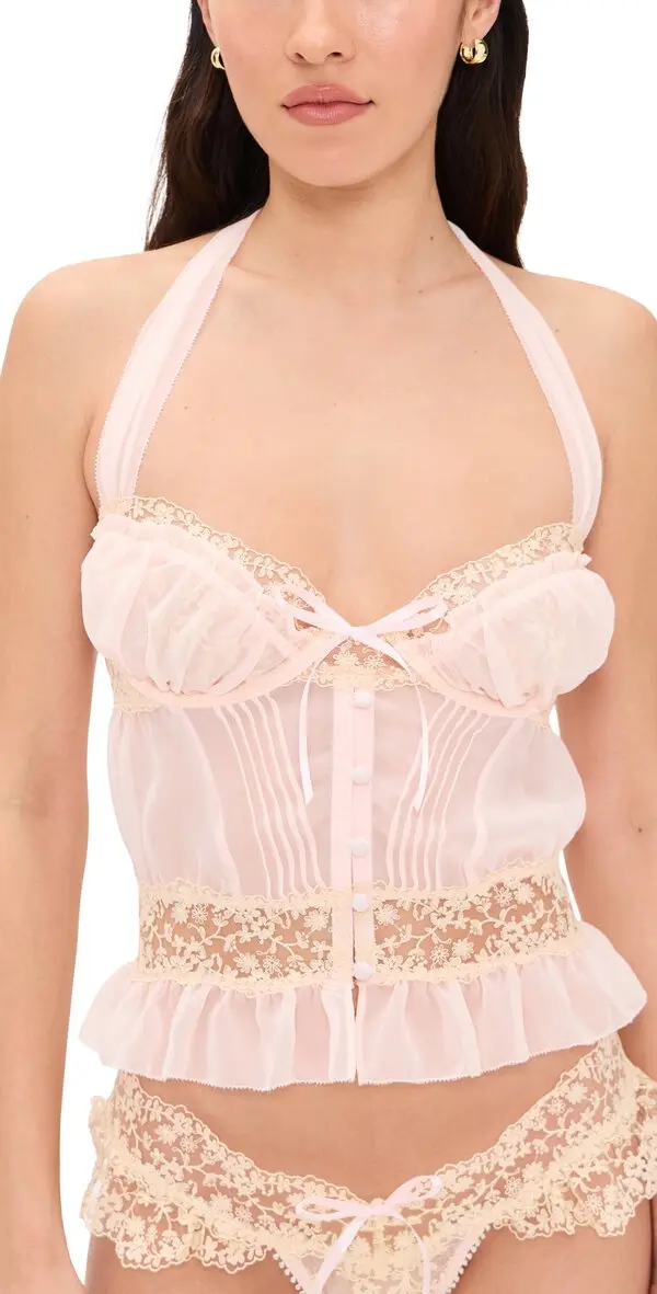 For Love & Lemons Gilded Lace Bustier - Natural