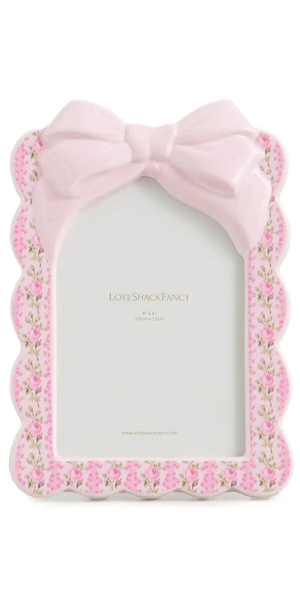 LoveShackFancy 4x6 Decorative Bow Frame - Strawberry Macaroon