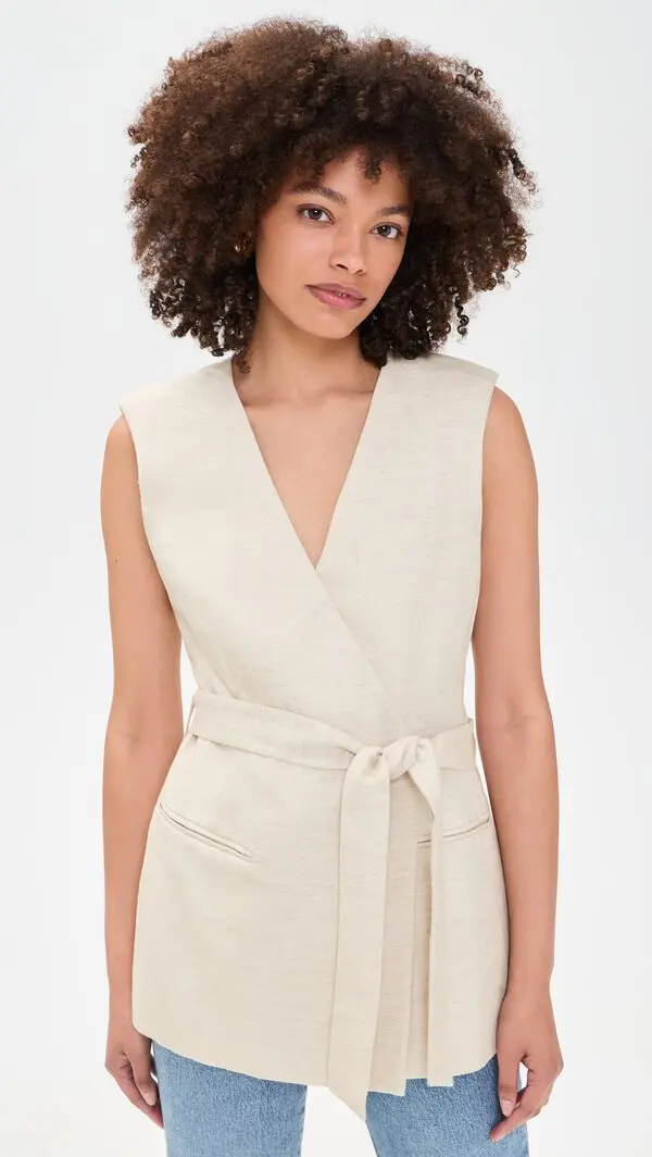 Good American Linen-blend Belted Vest