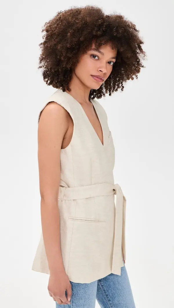 Good American Linen-blend Belted Vest