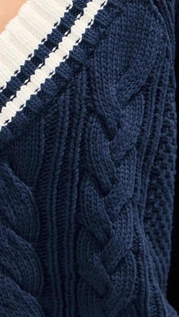 LE BOP Marley V-neck Cable Knit Sweater - Midnight Multi