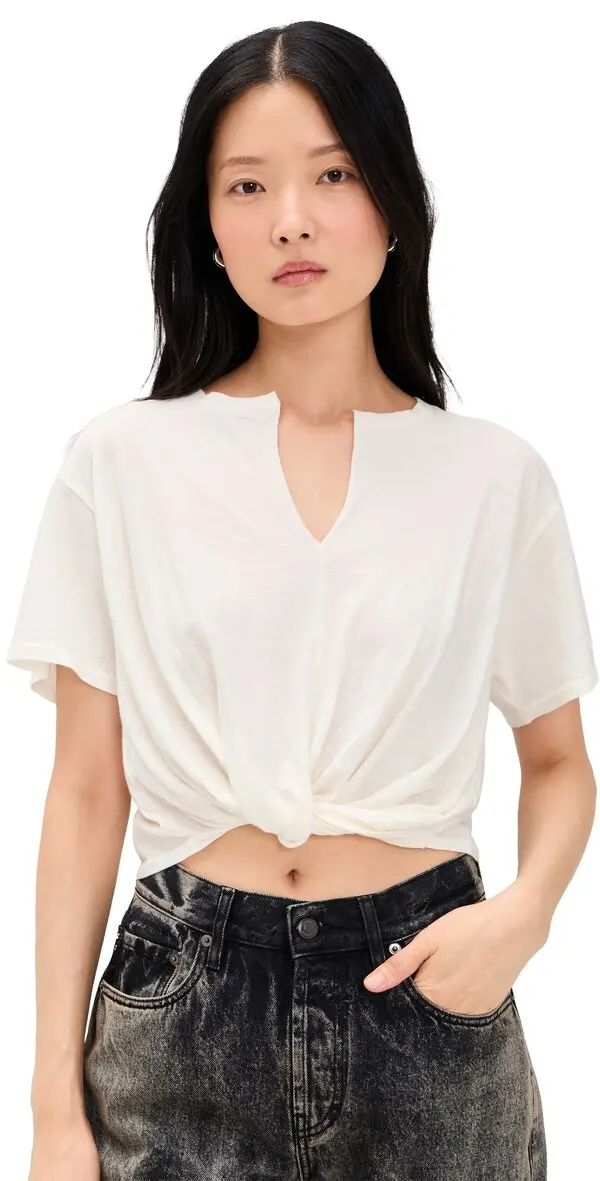 R13 Twisted Front Tee - Ecru