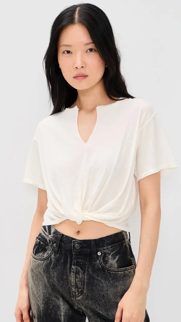 R13 Twisted Front Tee - Ecru