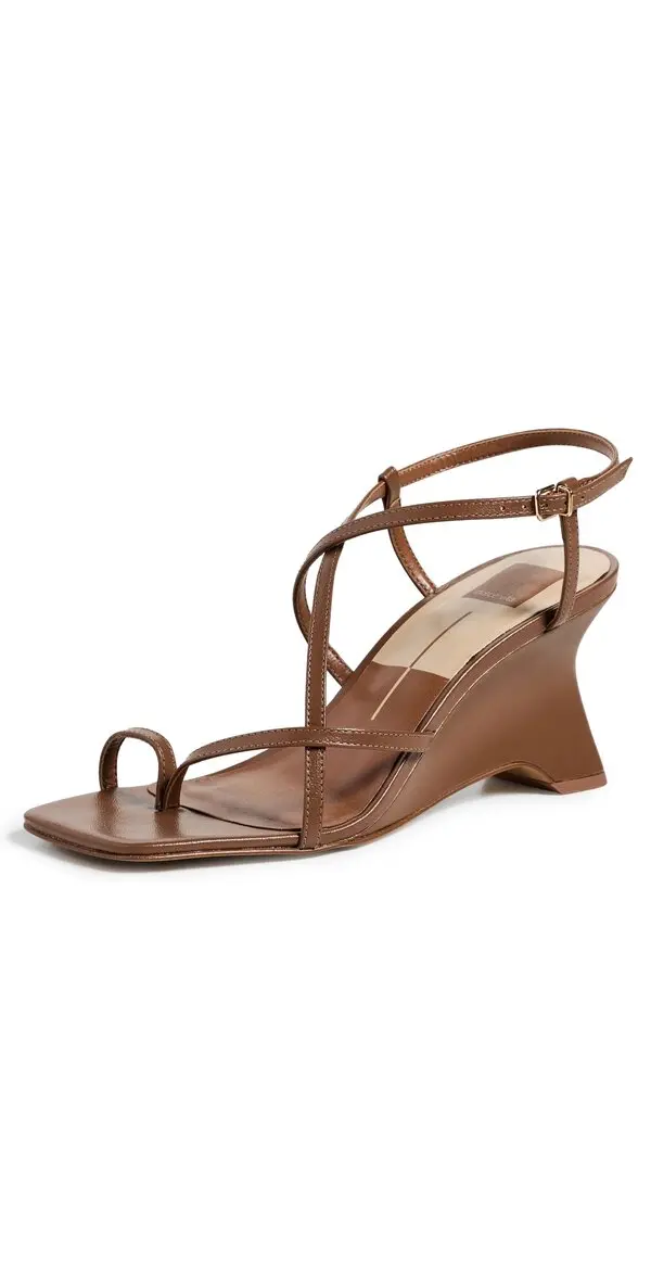 Dolce Vita Aylee Wedge Sandals - Cognac Leather