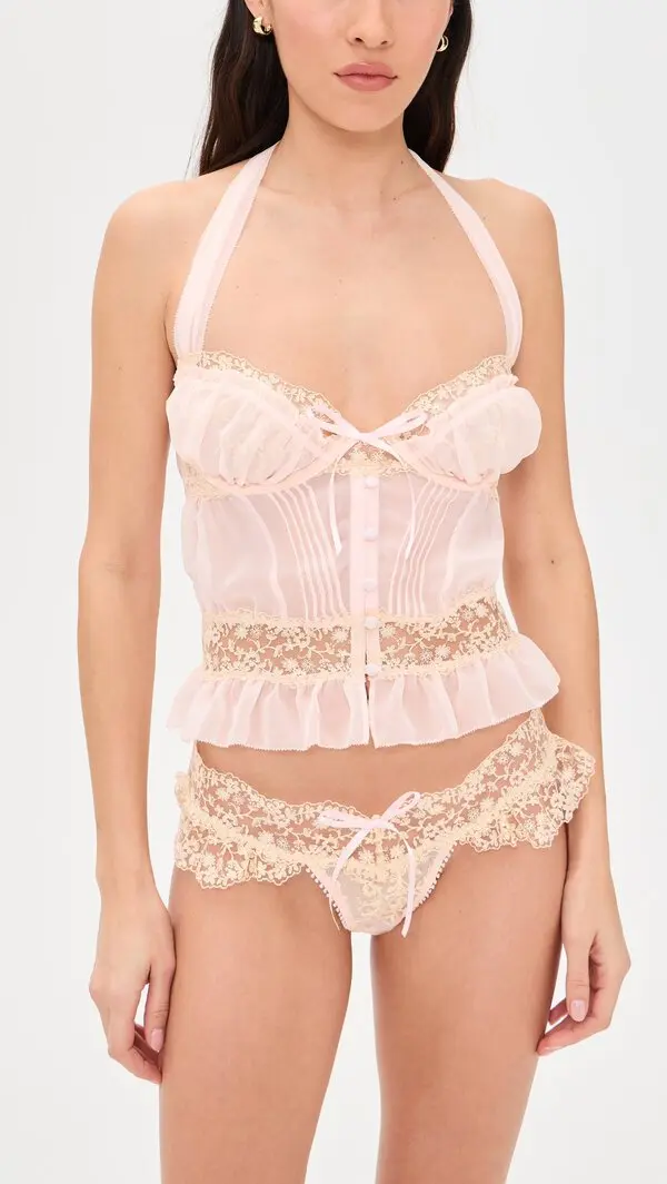 For Love & Lemons Gilded Lace Thong Panties