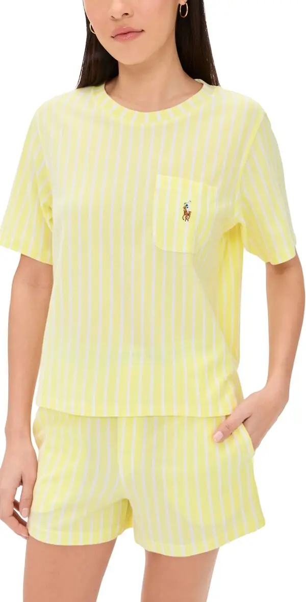 Polo Ralph Lauren Short Sleeve Short Set - White Cloud/lemon Verbena