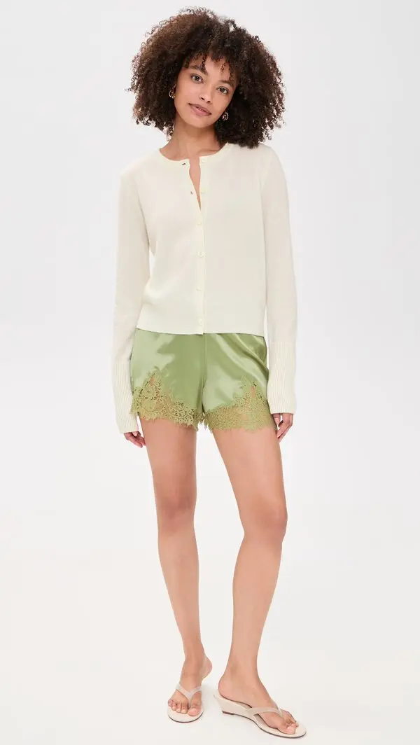 LA LIGNE Solid Lean Lines Cashmere Cardigan - Cream
