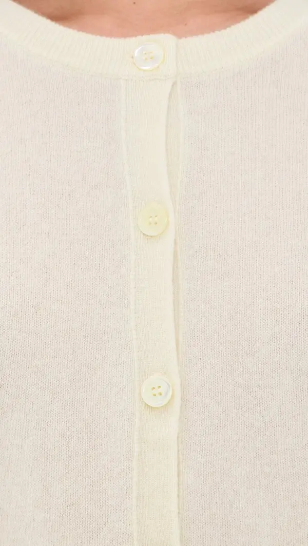 LA LIGNE Solid Lean Lines Cashmere Cardigan - Cream