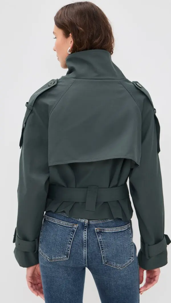 Lioness Blanc Cropped Trench Coat - Olive