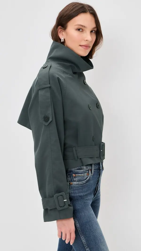 Lioness Blanc Cropped Trench Coat - Olive