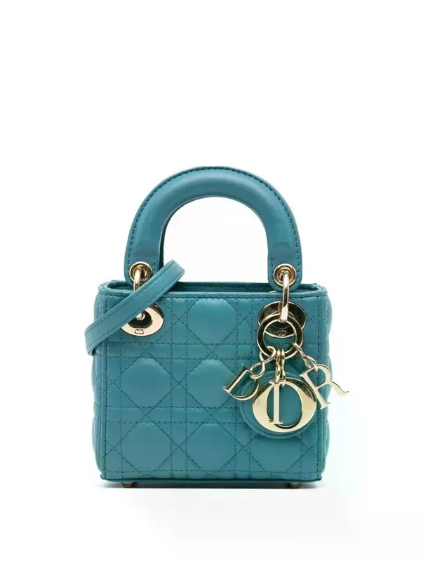 Dior 2022 Micro Lambskin Cannage Lady Satchel - Blue
