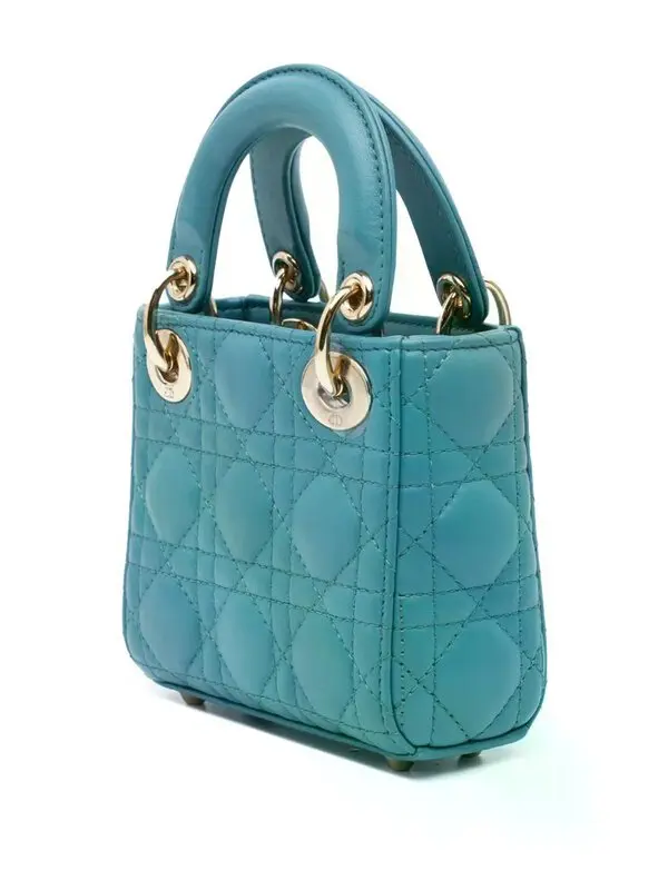 Dior 2022 Micro Lambskin Cannage Lady Satchel - Blue