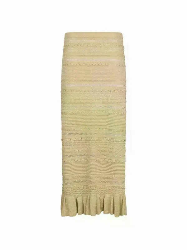 Liu Jo Openwork Flounced Midi Skirt - Yellow