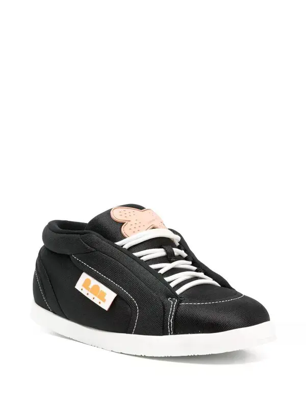 PDF Topstitched Lace-up Sneakers - Black