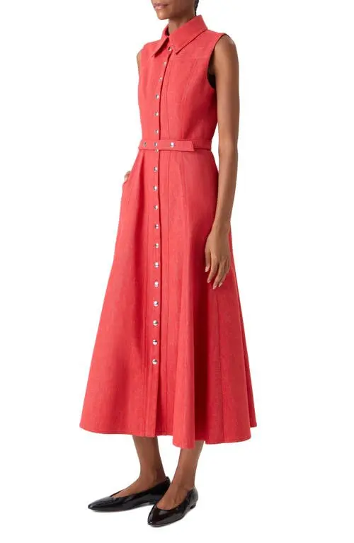 Akris Belted Stretch Denim Shirtdress